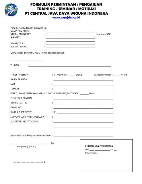 FORM PERMINTAAN TRAINING & LAPORAN - OXY CJDW