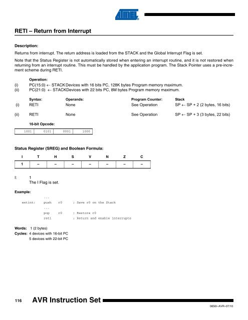 RETI – Return from Inte