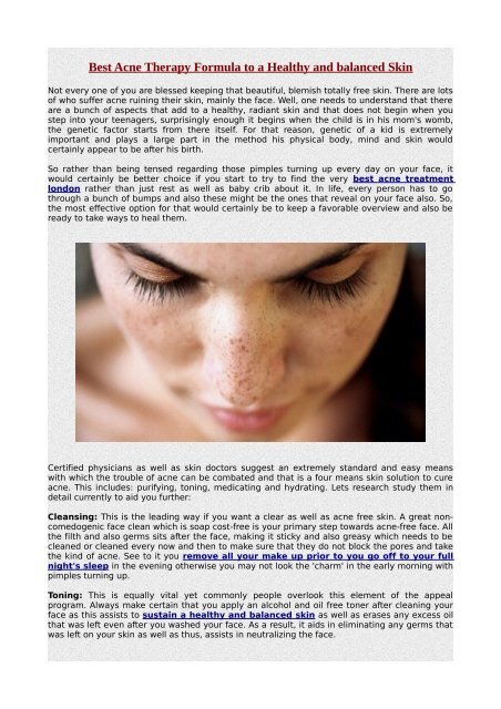 Best Acne Therapy Formula to a Healthy and balanced Skin
