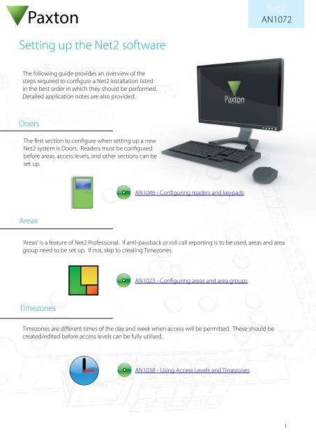 Setting up the Net2 software