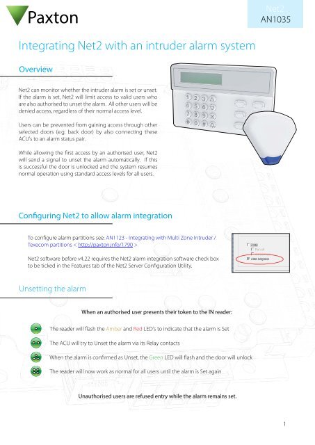Integrating Net2 with an intruder alarm system