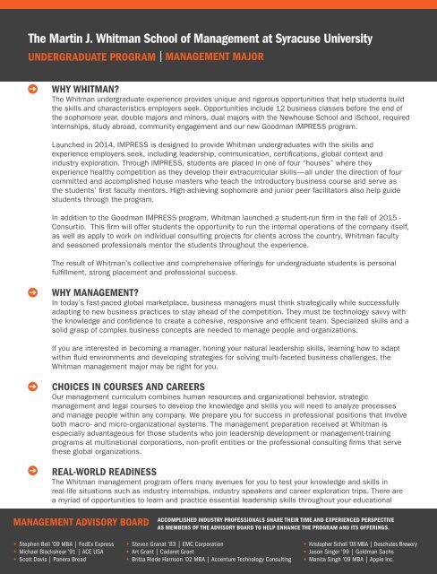 Whitman UG Management Major