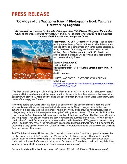 "Cowboys of the Waggoner Ranch" Photography Book Captures Hardworking ...