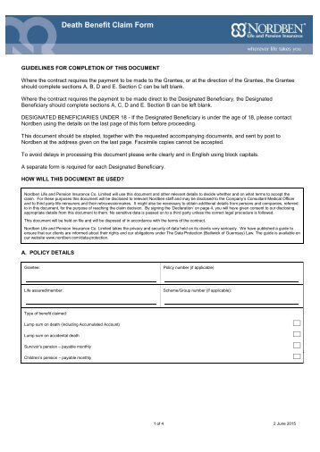 Notice of Death/Benefit Claim Form - Animation Guild