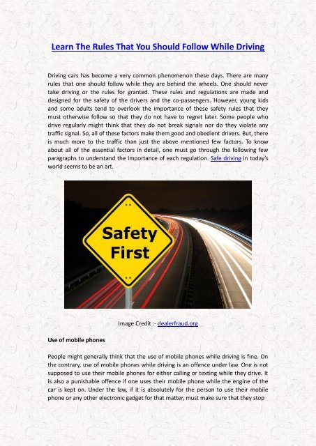 Learn The Rules That You Should Follow While Driving