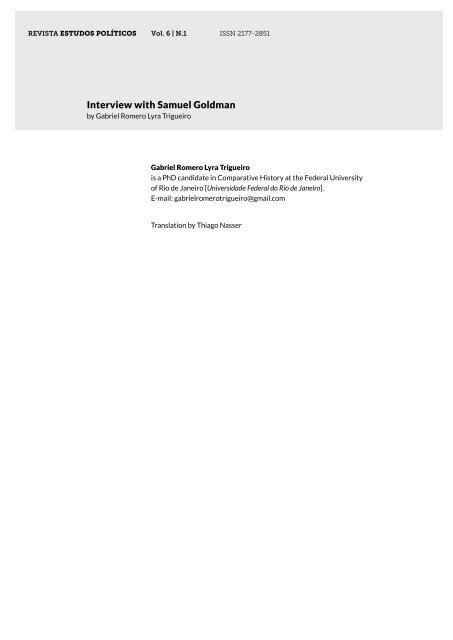 Interview with Samuel Goldman