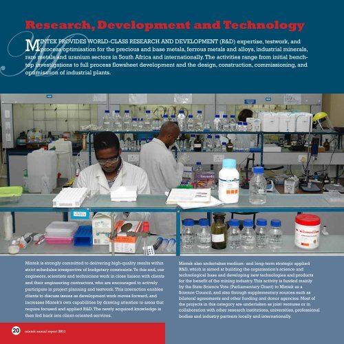 Research, Development and Technology - Mintek