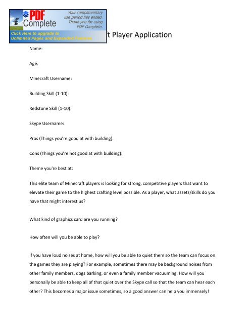 Minecraft Player Application
