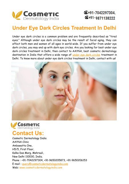 Under Eye Dark Circles Treatment In Delhi