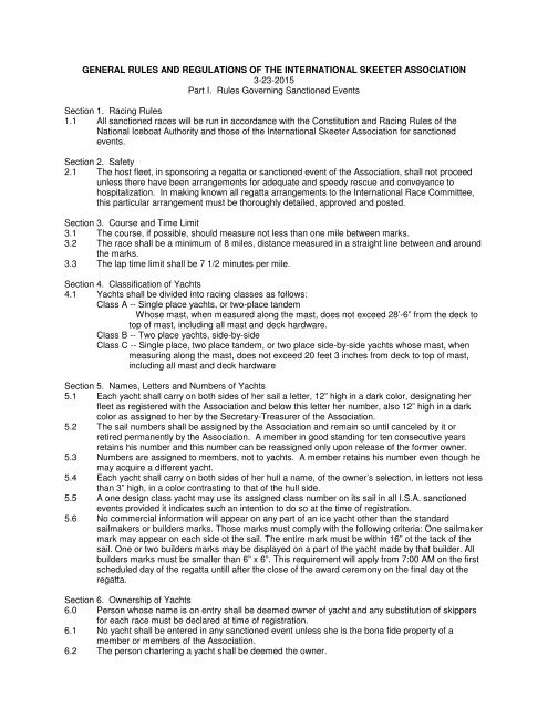 ISA Rules - The Four Lakes Ice Yacht Club
