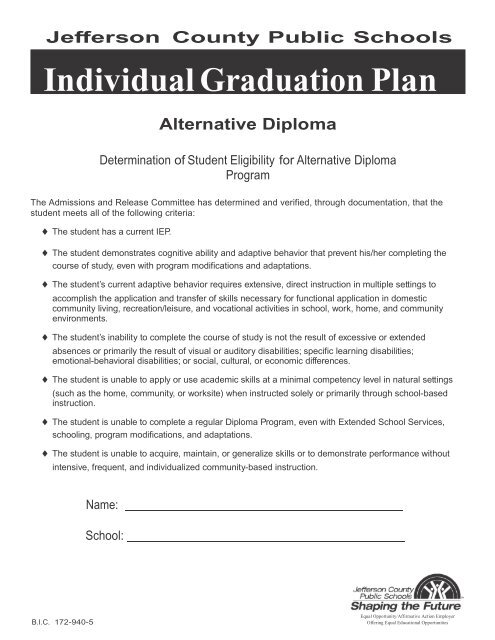 Individual Graduation Plan