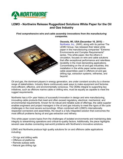 LEMO - Northwire Release Ruggedized Solutions White Paper for the Oil ...