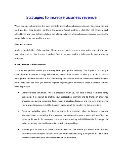 Strategies to increase business revenue