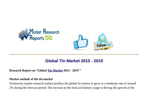 Global Tin Market 2015 - 2019