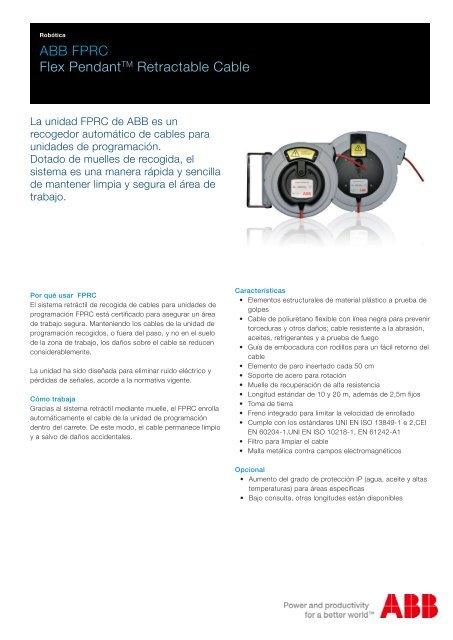 ABB FPRC Flex Pendant Retractable Cable