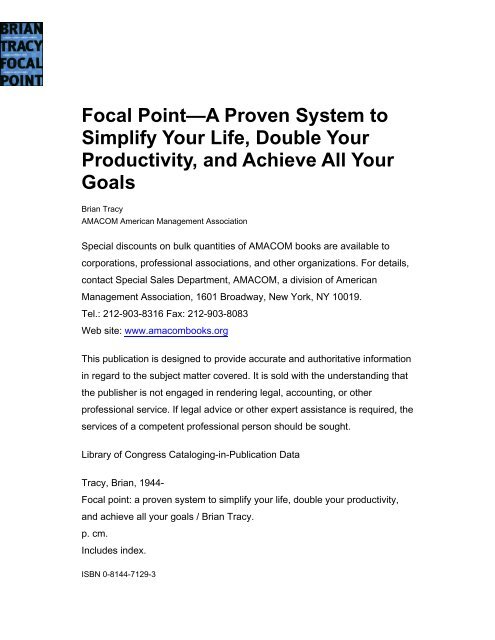 Brian Tracy Focal Point