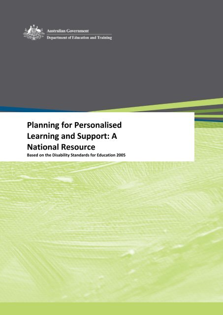 Planning for Personalised Learning and Support A National Resource