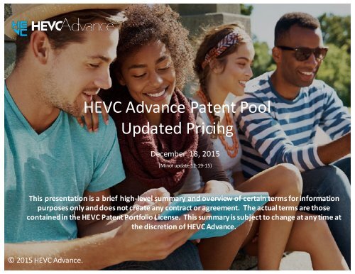HEVC Advance Patent Pool Updated Pricing