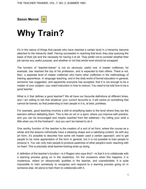 Why Train