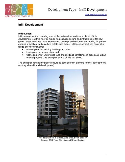 Development Type – Infill Development - Healthy Spaces & Places