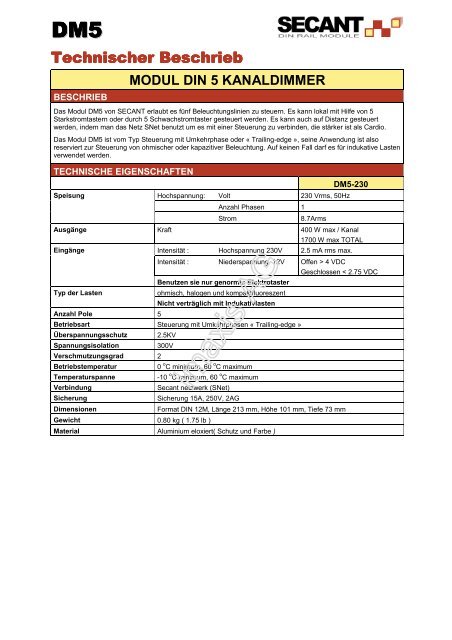 MODUL DIN 5 KANALDIMMER
