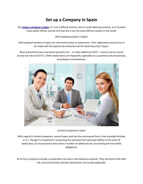 Setup a company is Spain