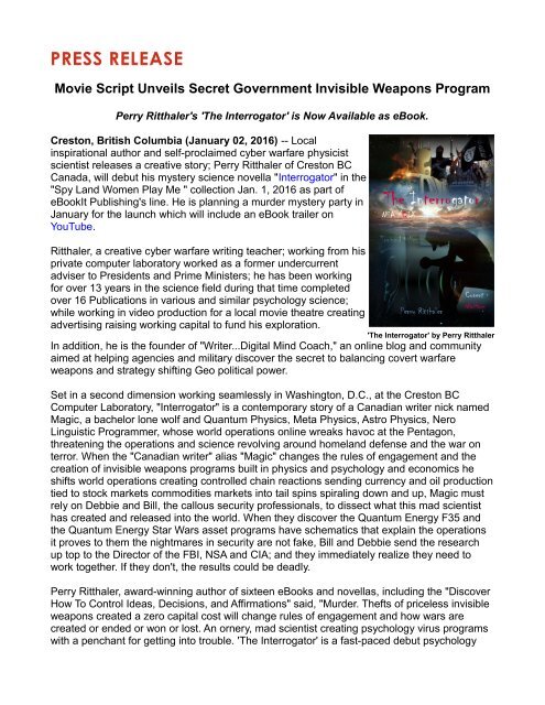 Movie Script Unveils Secret Government Invisible Weapons Program