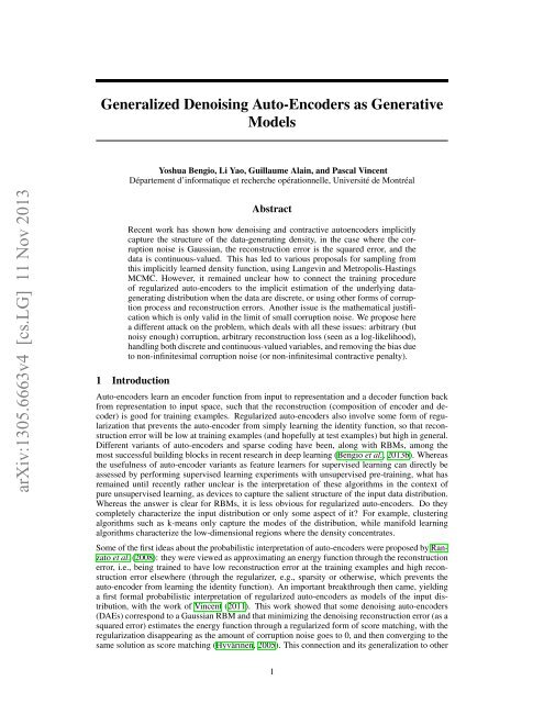 Generalized Denoising Auto Encoders As Generative