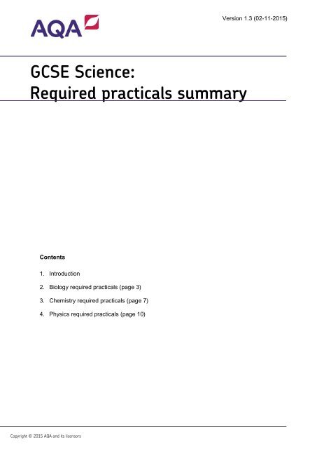 GCSE Science Required practicals summary