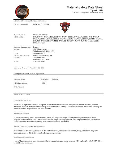 MSDS - Dust-Off® Duster