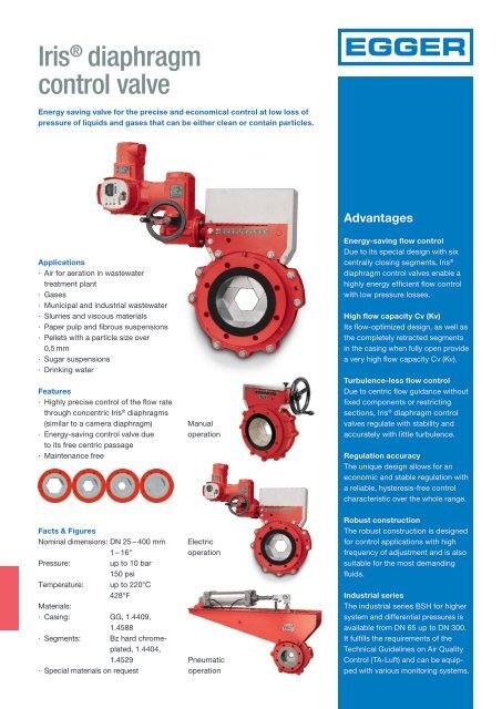 Iris® Diaphragm Control Valve from Egger - Precise flow control with ...