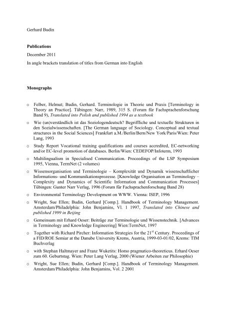 Gerhard Budin Publications December 2011.pdf ... - Universität Wien