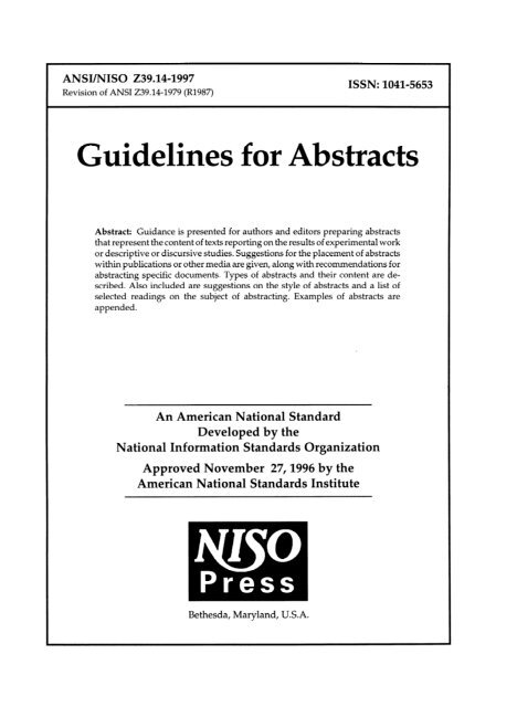Guidelines for Abstracts