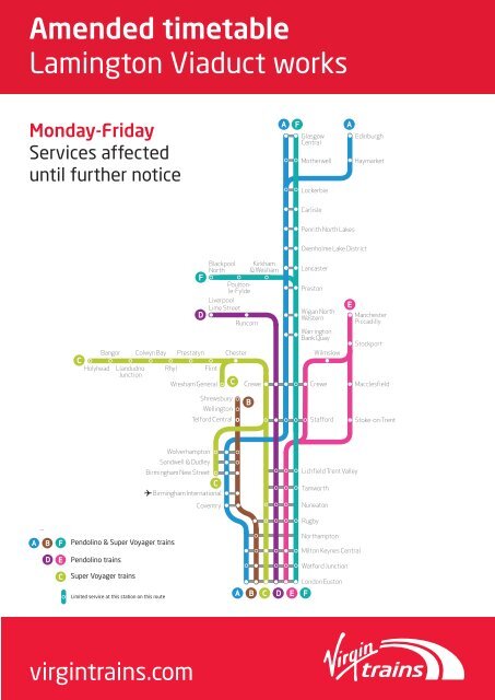 Amended timetable Lamington Viaduct works