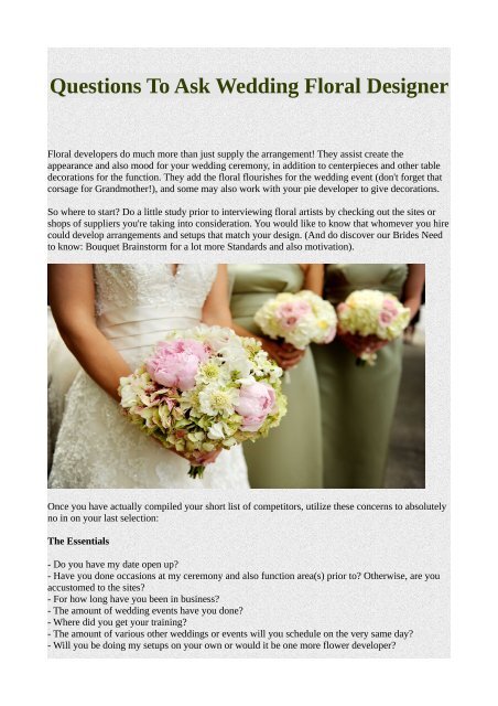 Questions To Ask Wedding Floral Designer Questions To Ask Wedding Floral Designer