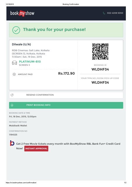 Booking Confirmation