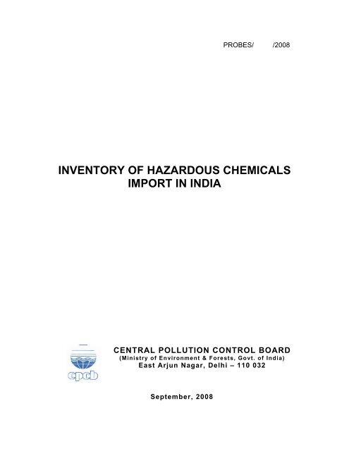 inventory of hazardous chemicals import in india - Central Pollution ...