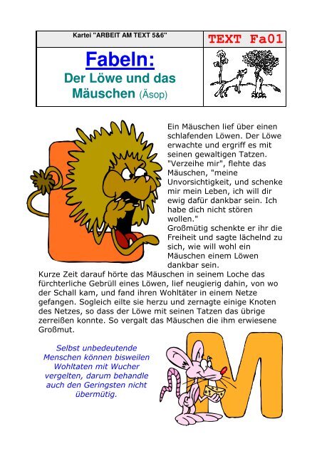 TEXT Fa01 Fabeln - Gemeindeschulen