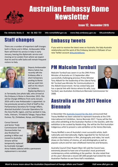 Australian Embassy Rome Newsletter