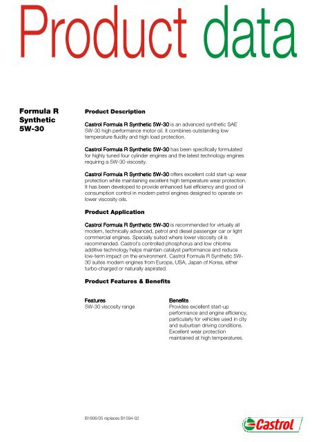 Formula R 5W-30 - Castrol