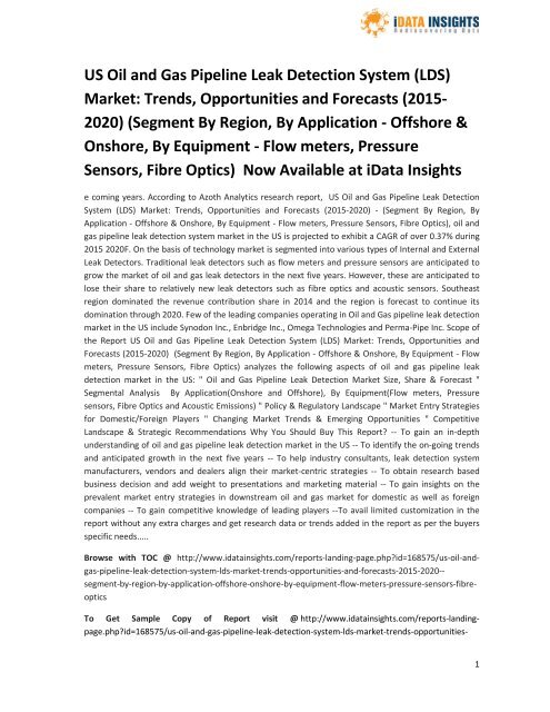 US Oil and Gas Pipeline Leak Detection System