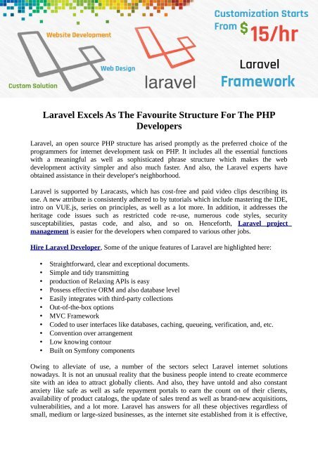 Laravel Excels As The Favourite Structure For The Php Developers