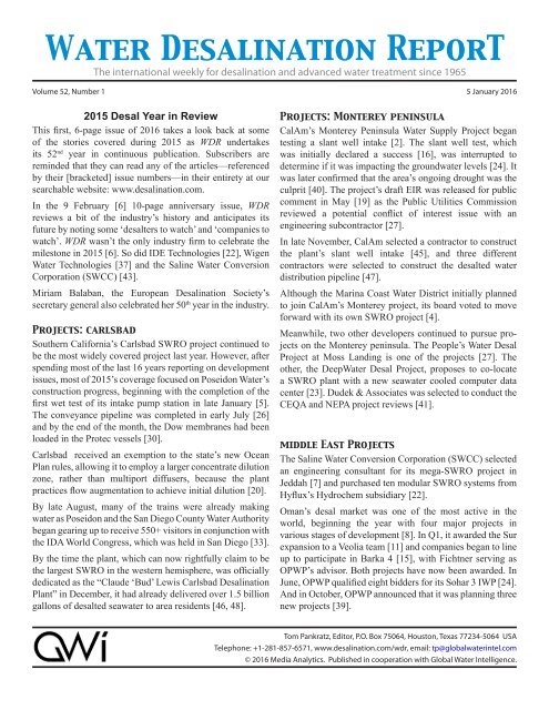 Water Desalination ReporT