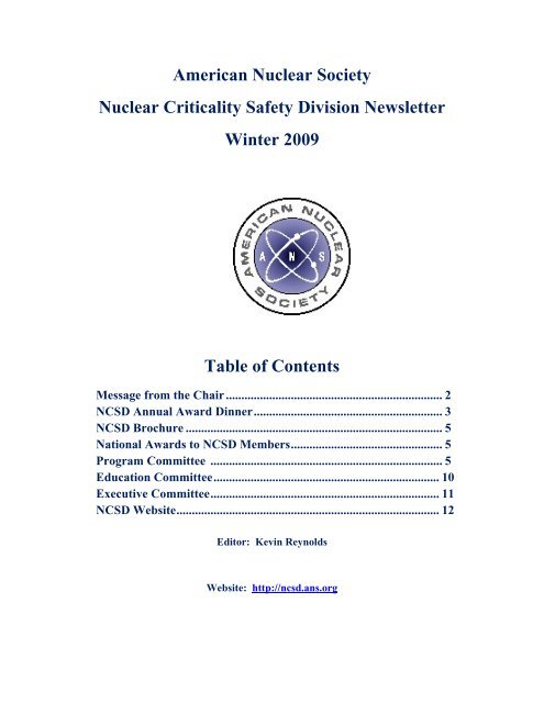 American Nuclear Society Nuclear Criticality Safety Division ...