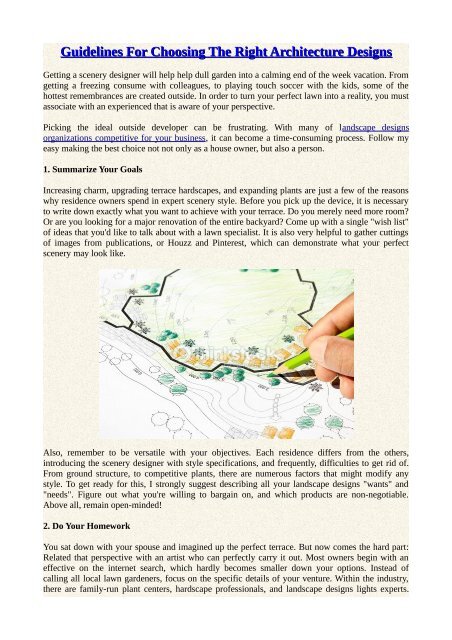 Guidelines For Choosing The Right Architecture Designs
