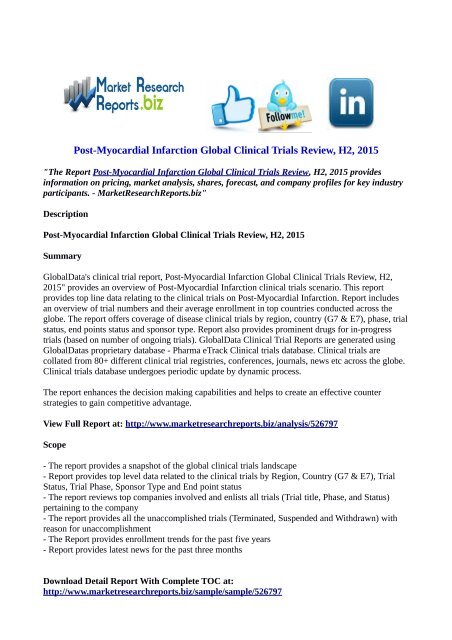 Post-Myocardial Infarction Global Clinical Trials Review
