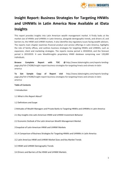 Insight Report Business Strategies for Targeting HNWIs