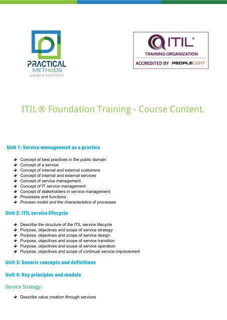 ITIL-Foundation-Course-Content for ITIL Foundation Training in bangalore