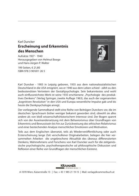 Karl Duncker Erscheinung