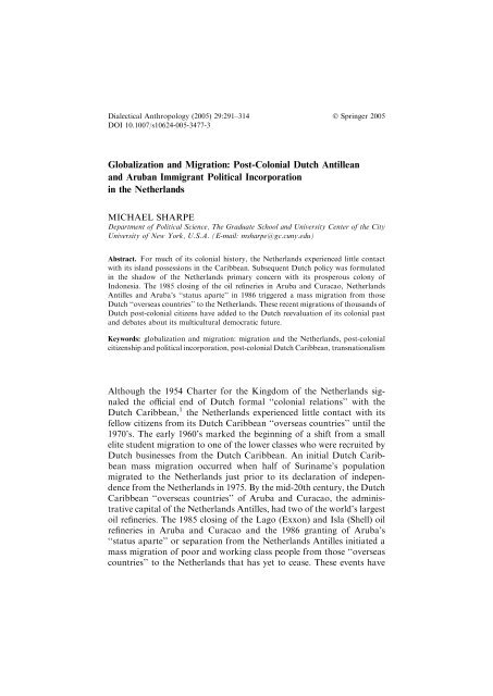 Globalization and Migration: Post-Colonial Dutch Antillean and ...